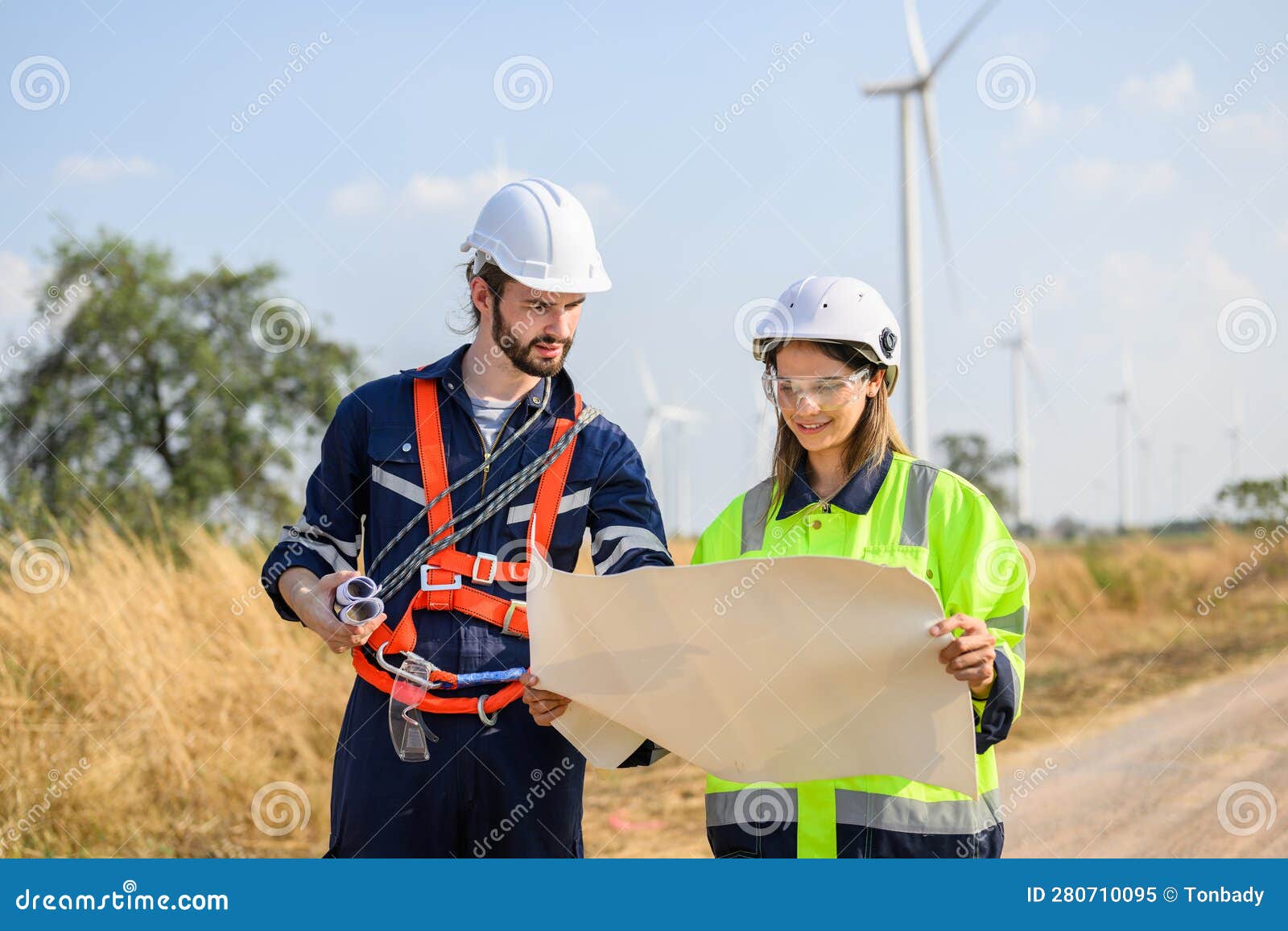 Engineer Working with Confident. Worker Outdoor Working. Mega Project ...