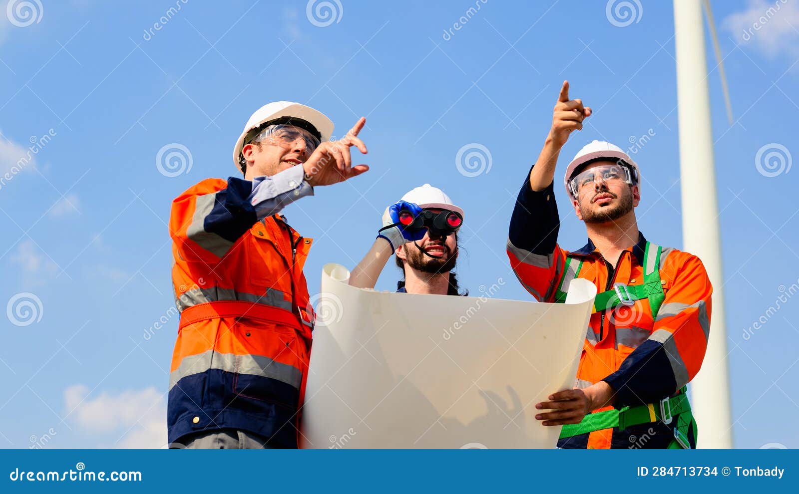 Engineer Working with Confident. Worker Outdoor Working. Mega Project ...