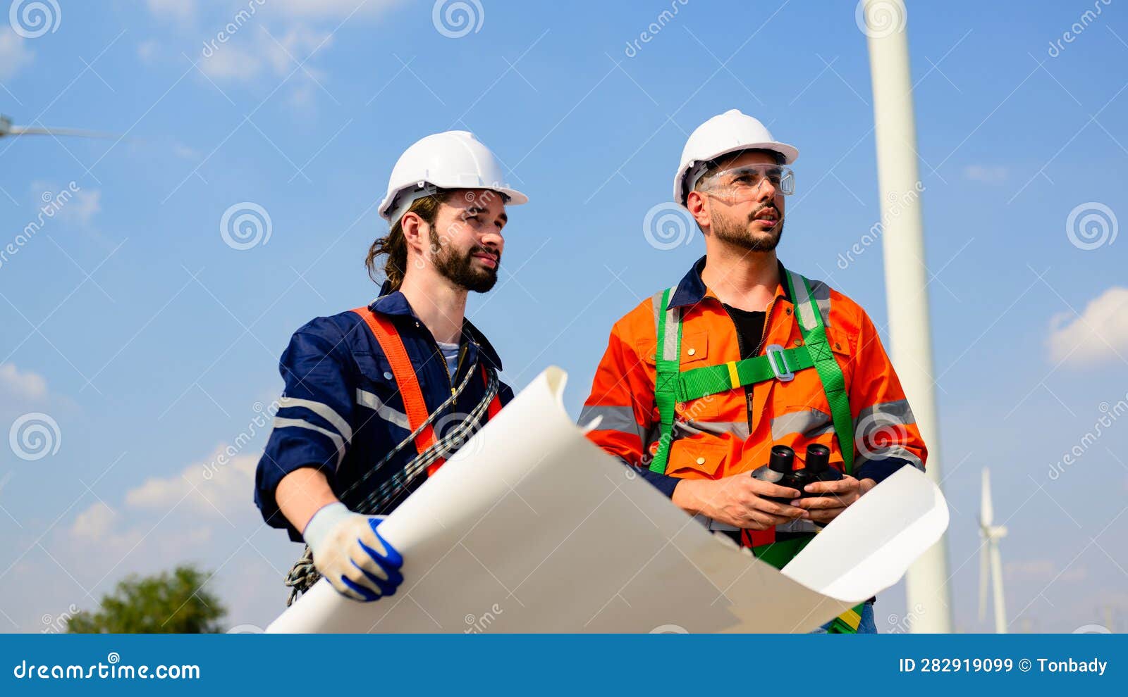 Engineer Working with Confident. Worker Outdoor Working. Mega Project ...