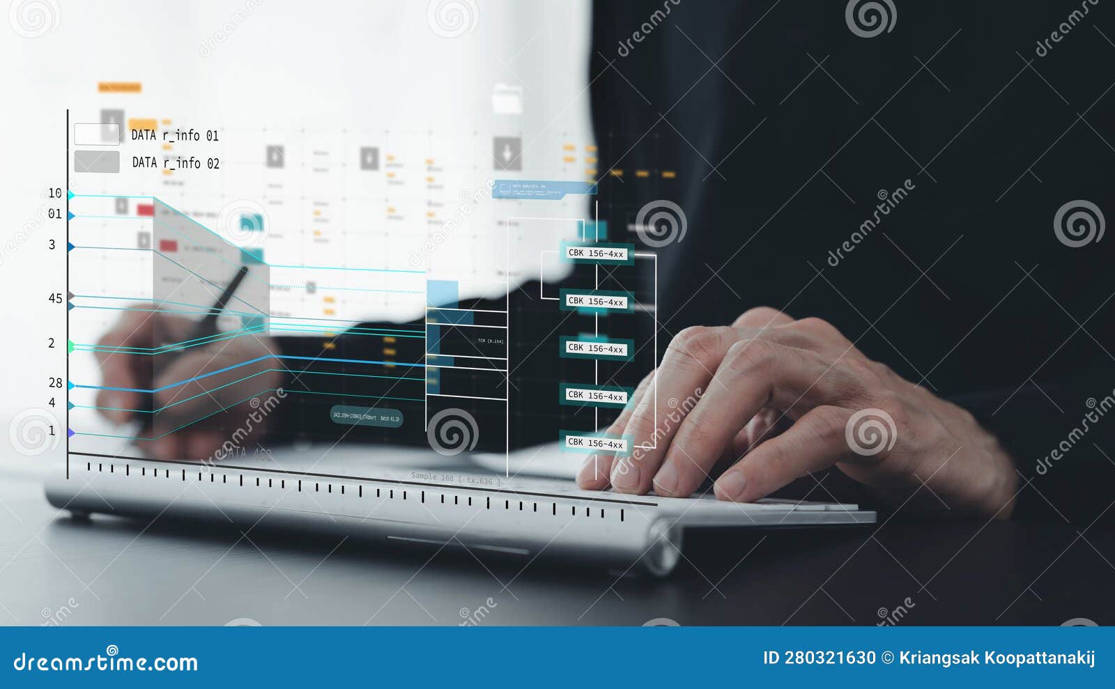 Engineer Working with Database for Digital Data Design or Cyberspace Network and Connection ...