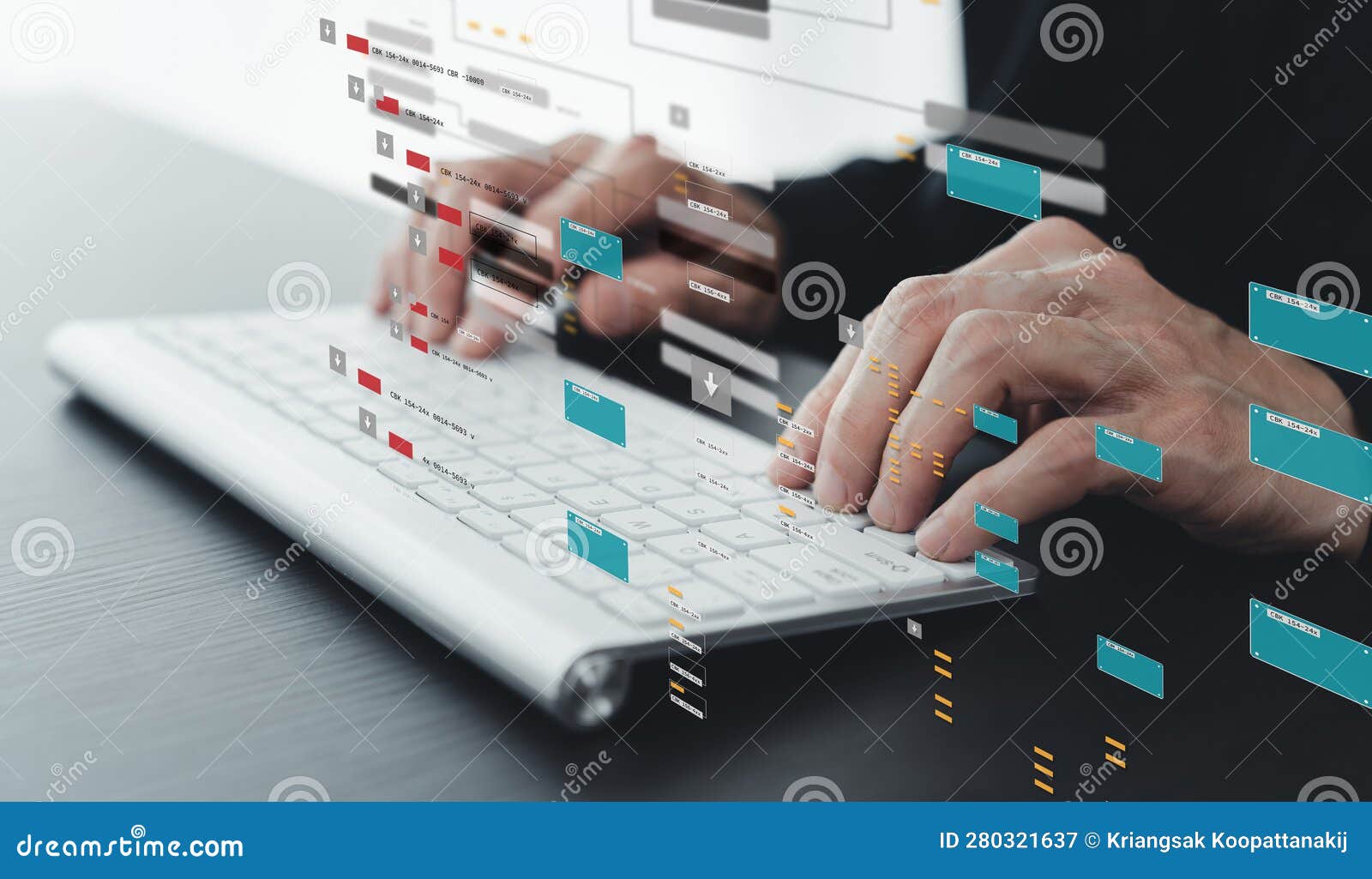 Engineer Working with Database for Digital Data Design or Cyberspace ...