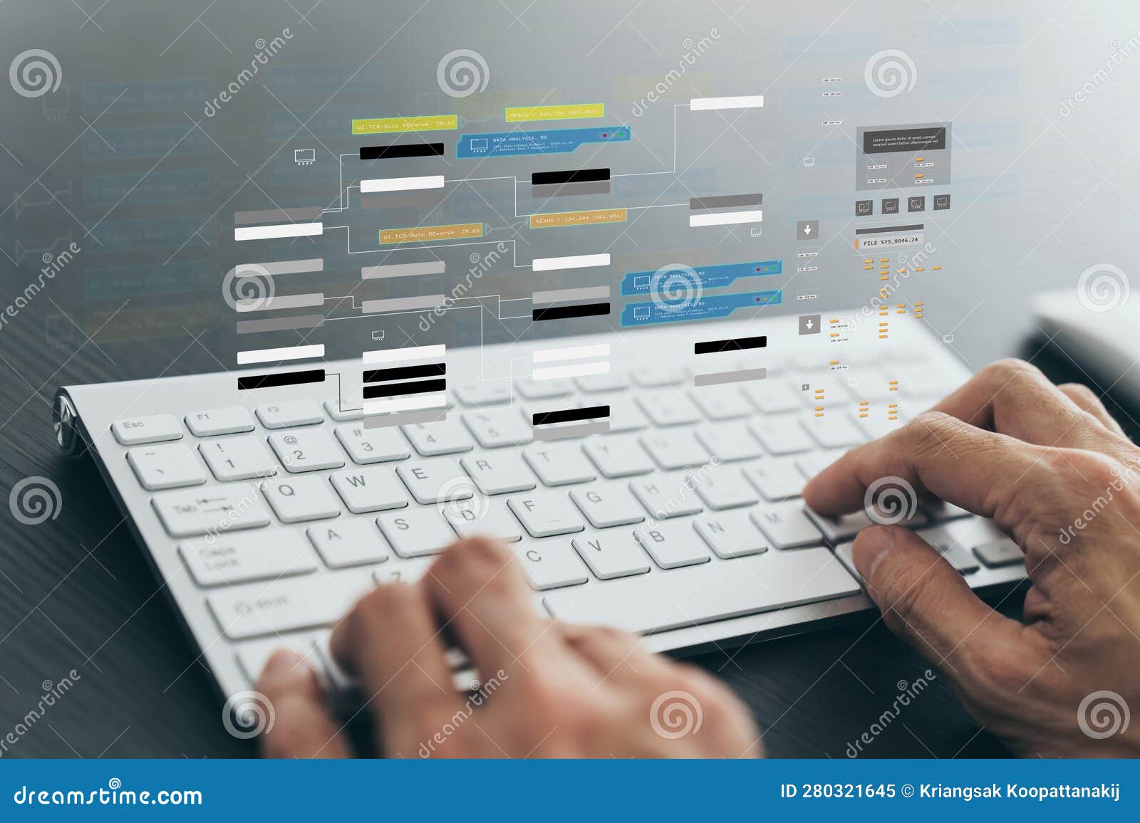 Engineer Working with Database for Digital Data Design or Cyberspace ...