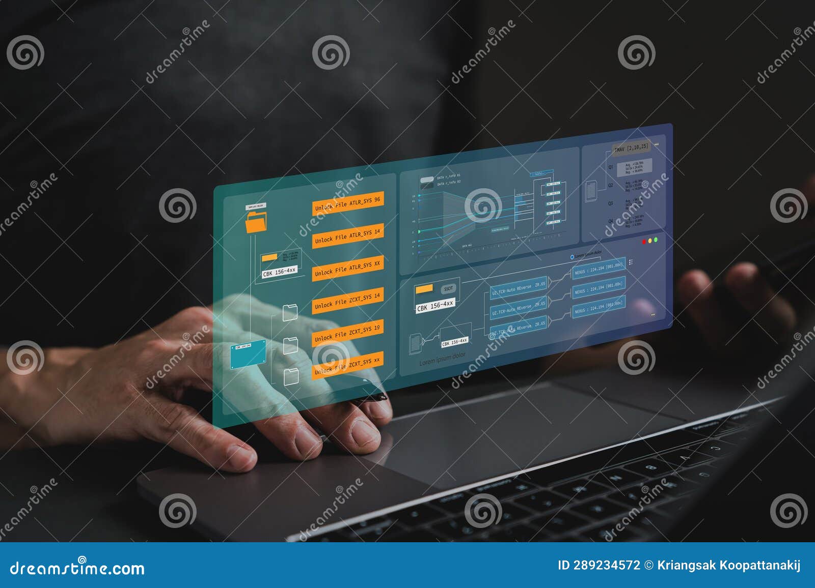 Engineer Working with Database for Digital Data Design or Cyberspace ...