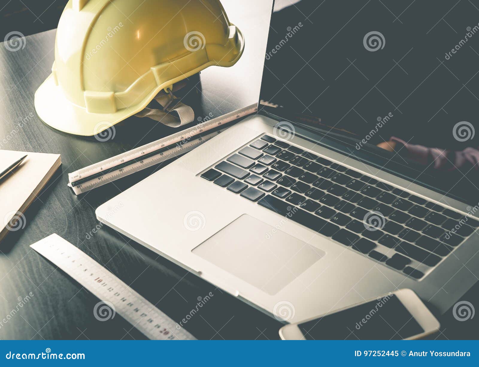 Engineer Working Desk with Computer Stock Image - Image of design ...