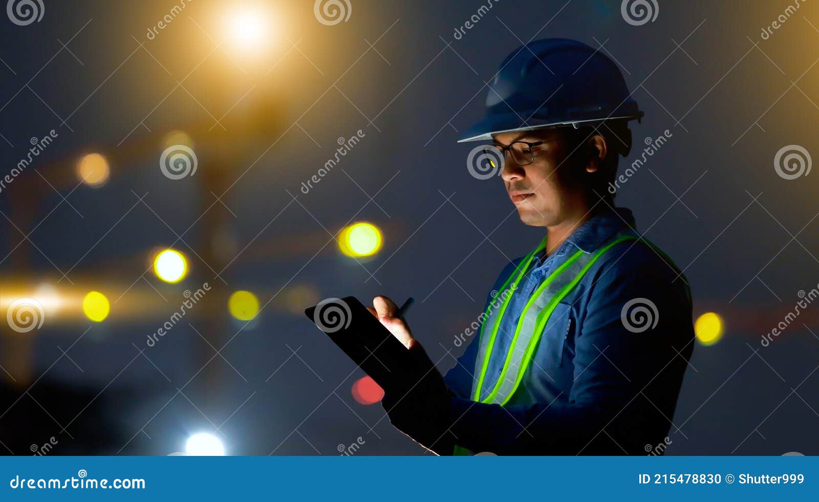 Engineer Working on Digital Tablet at Construction Site Stock Photo ...