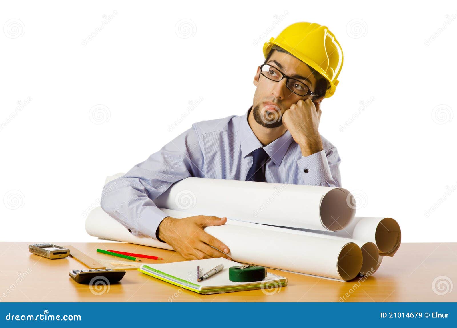 Engineer Working with Drawings Stock Image - Image of industry, design ...