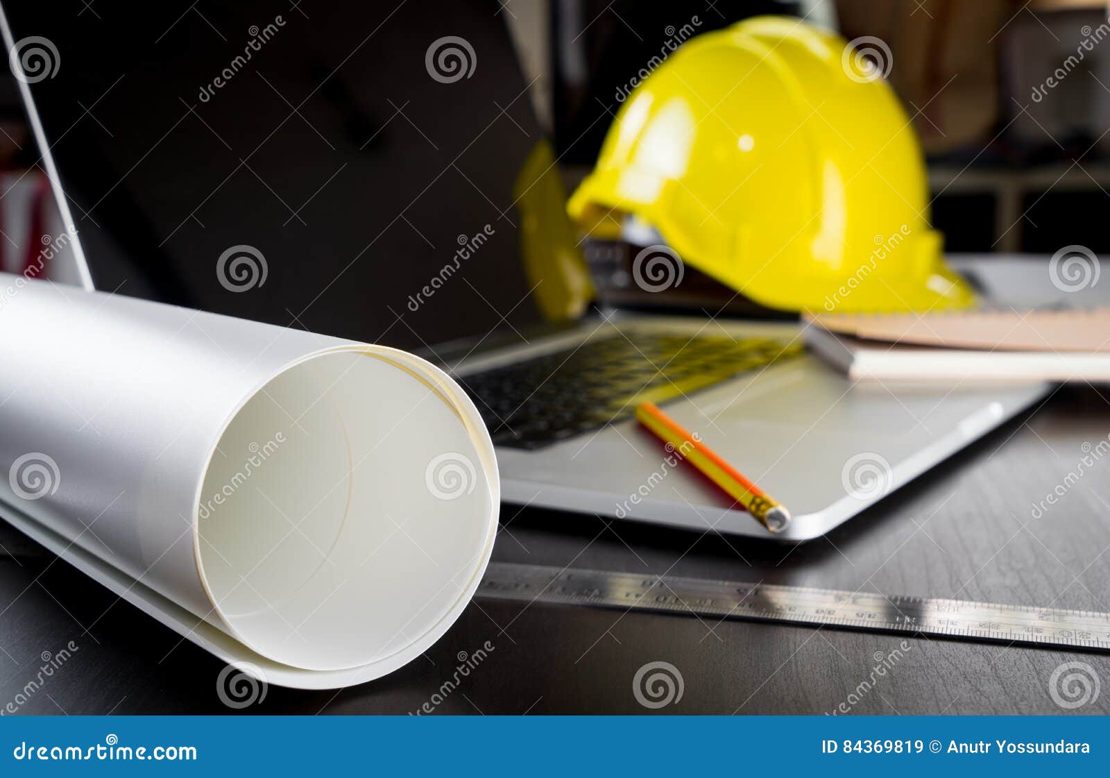 Engineer Working Equipments on Desk Stock Image - Image of office ...