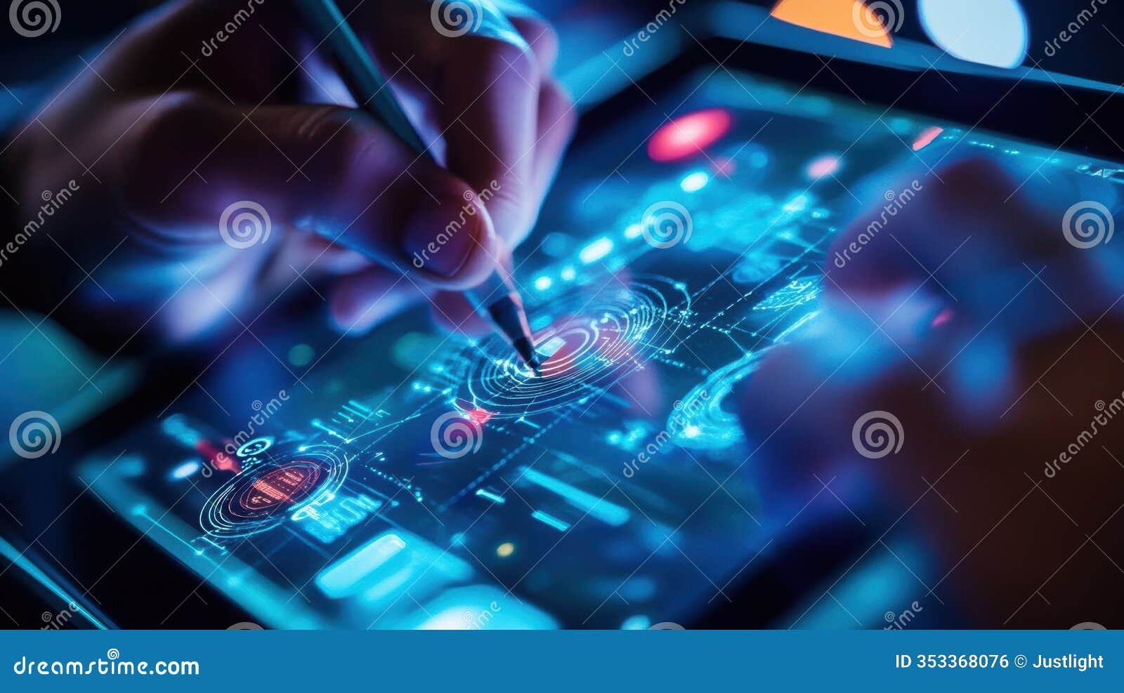 Futuristic Interactive Touchscreen Displaying Glowing Brain Scans In ...