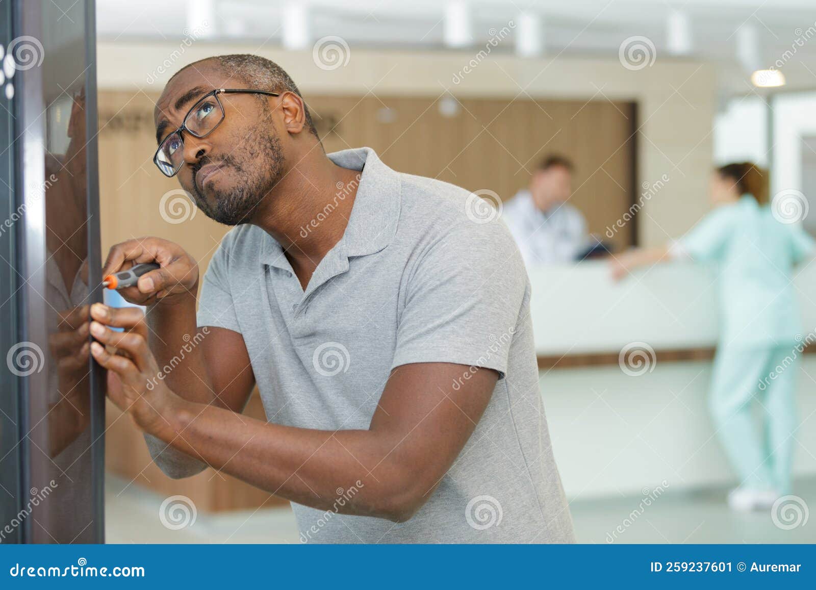 Engineer Working at Hospital Stock Image - Image of draft, designer ...
