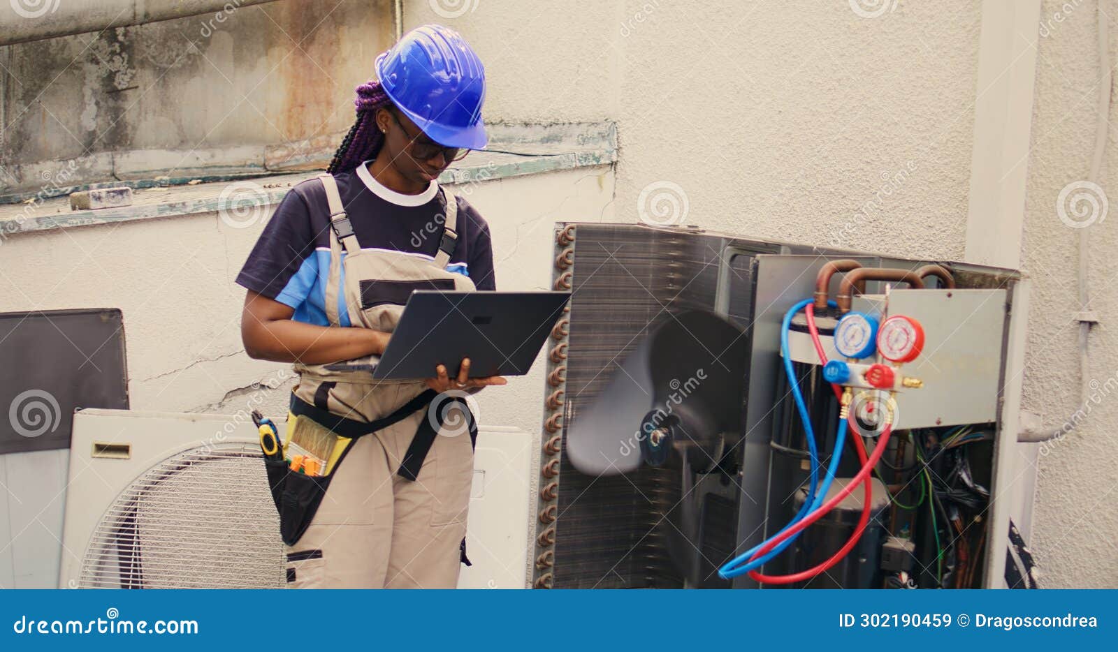 Engineer Working on HVAC System Stock Image - Image of maintenance ...