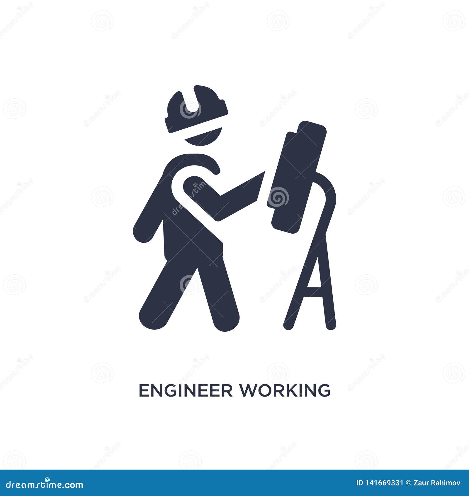 Engineer Working Icon On White Background. Simple Element Illustration ...