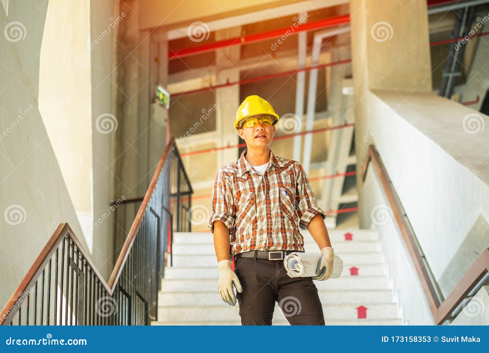 Engineer is Working on a Job Site Stock Image - Image of architect ...