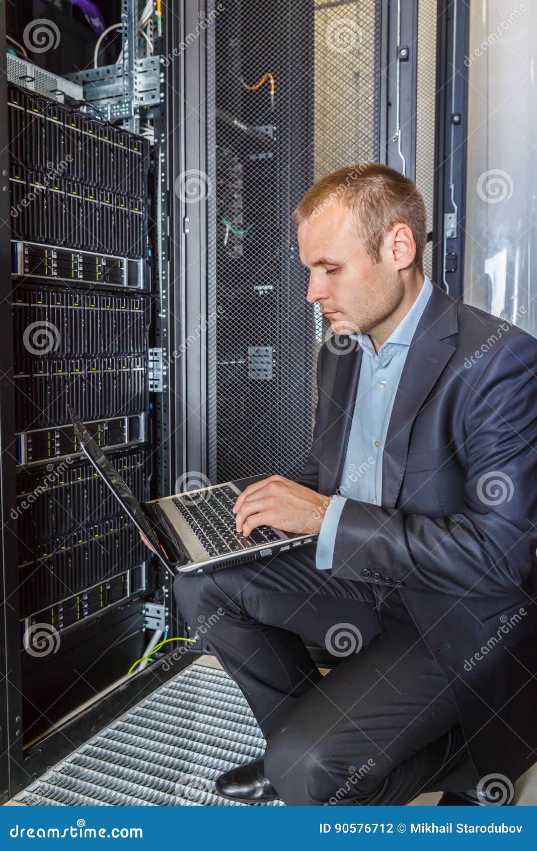 It Engineer Working on a Laptop Stock Photo - Image of datacenter ...