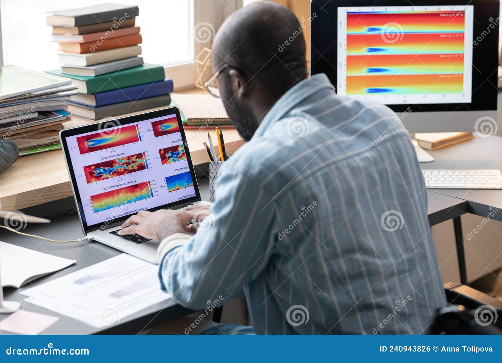 Engineer Working on Laptop at His Workplace Stock Photo - Image of ...