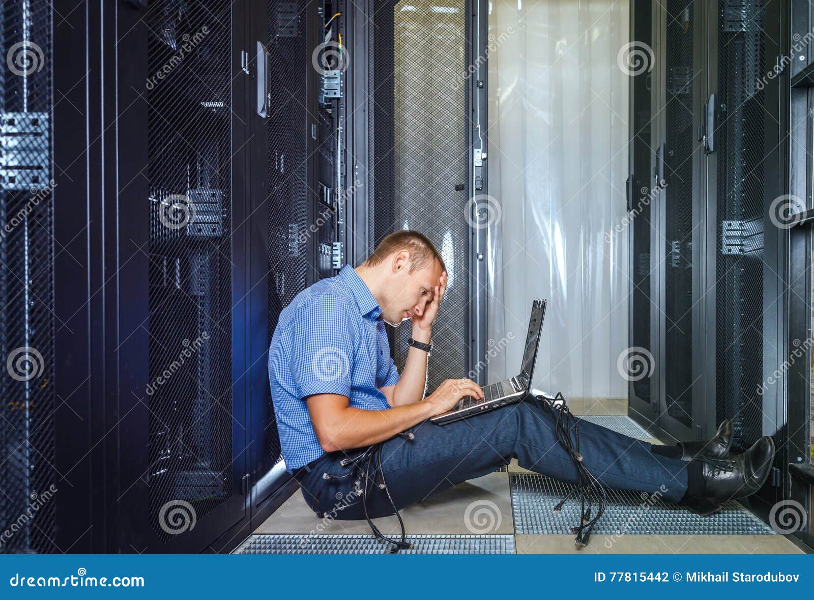 It Engineer Working on a Laptop Stock Photo - Image of male, install ...