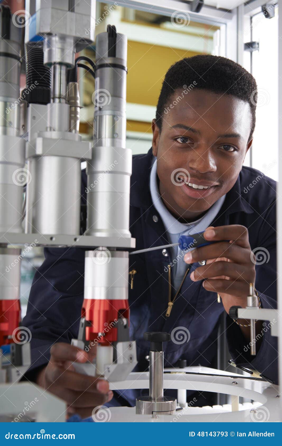 Engineer Working on Machine in Factory Stock Image - Image of male ...