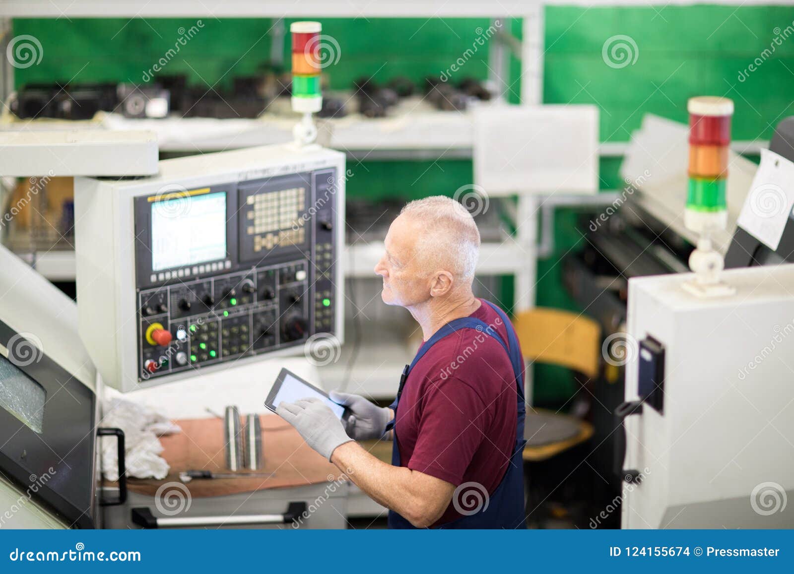 Engineer Working with Machine Stock Photo - Image of factory, operating ...