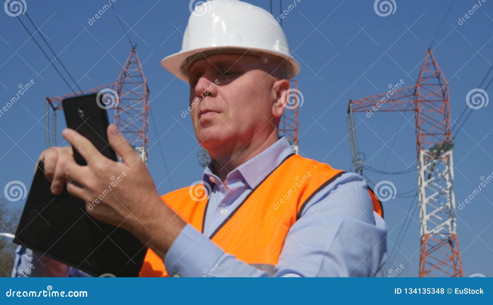 Engineer Working in Maintenance Text Using Cell Phone Stock Photo ...