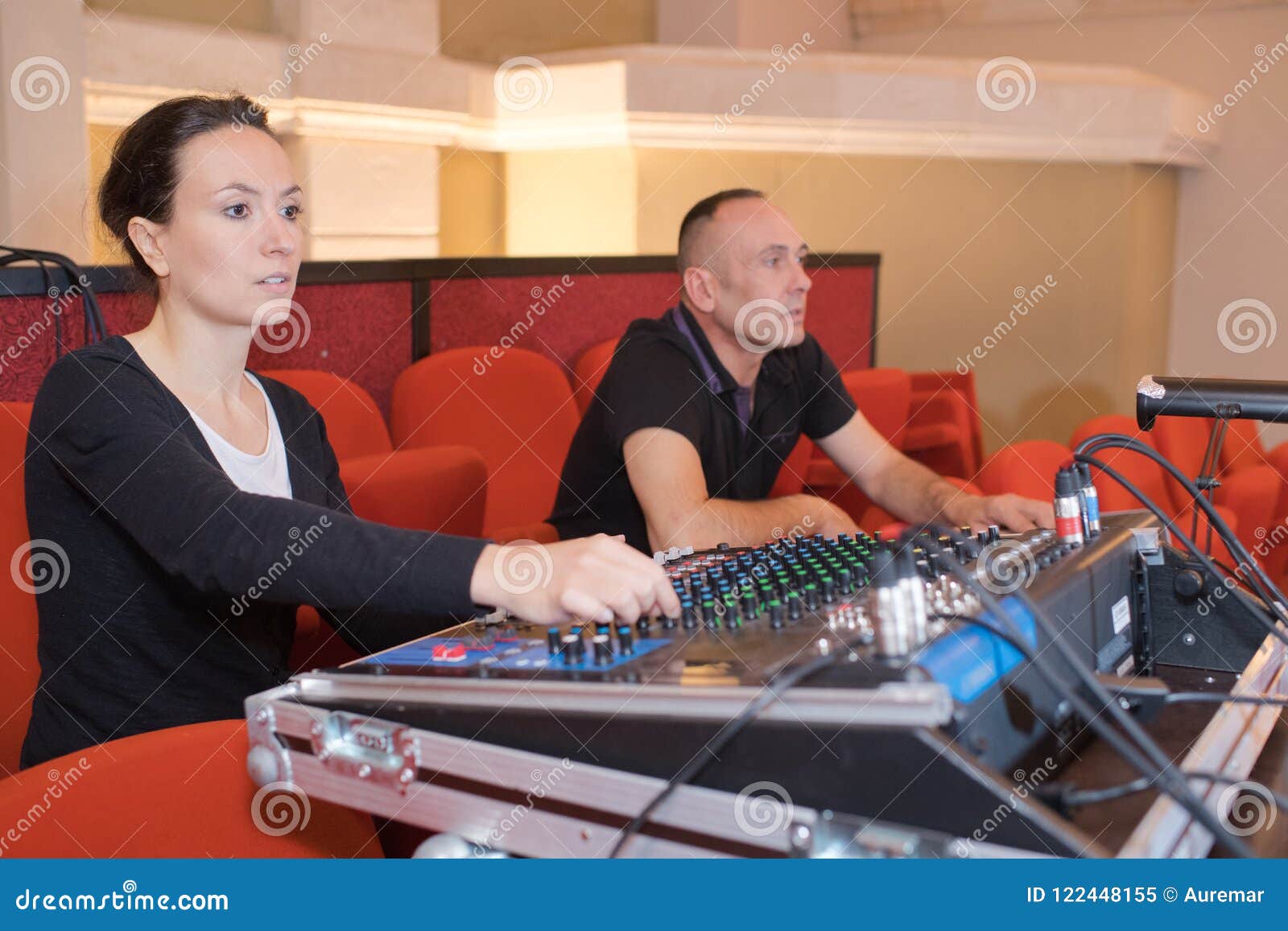 Engineer Working at Mixing Desk in Recording Studio Stock Image - Image ...