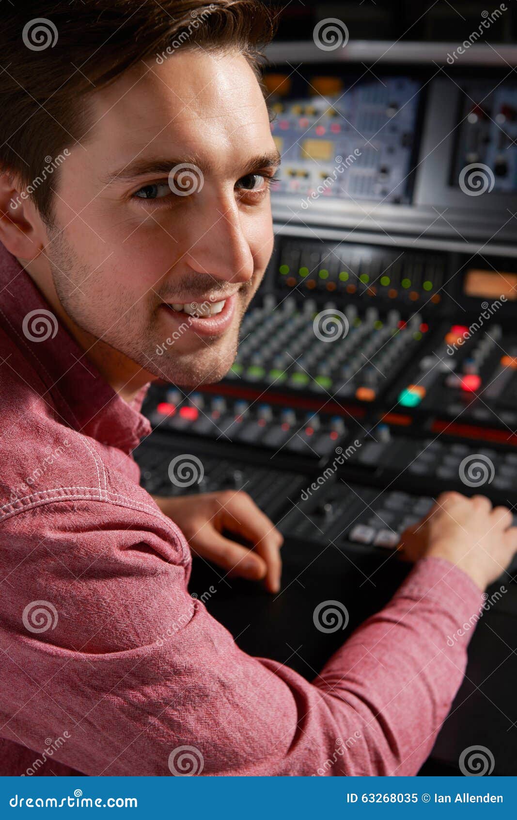 Engineer Working at Mixing Desk in Recording Studio Stock Image - Image ...