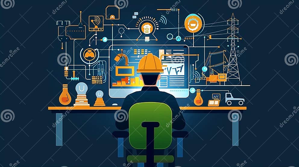 An Engineer Working on Multiple Computer Screens, Showing Management ...