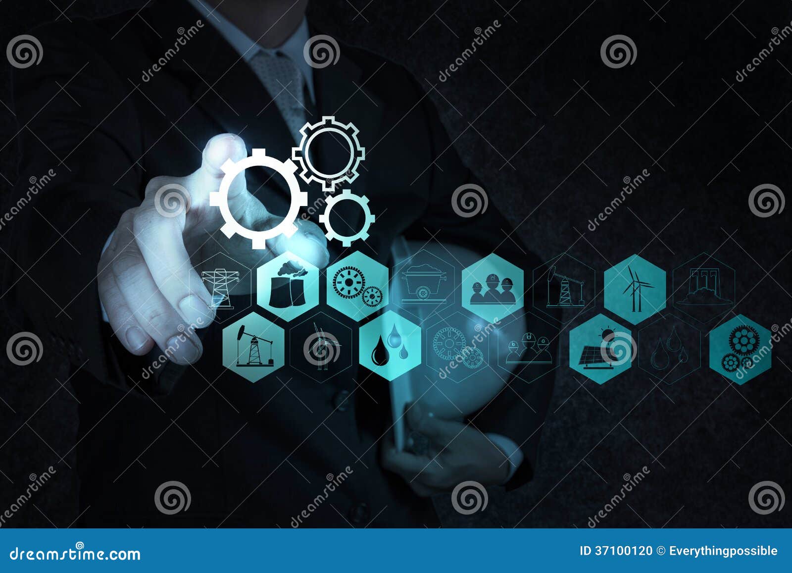 Engineer Working with New Computer Interface Stock Photo - Image of ...