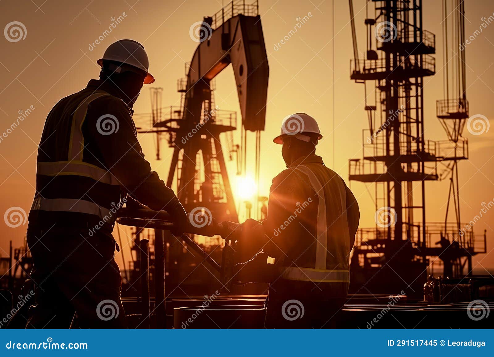 Engineer Working at Oil Rig. Generative AI Stock Illustration ...