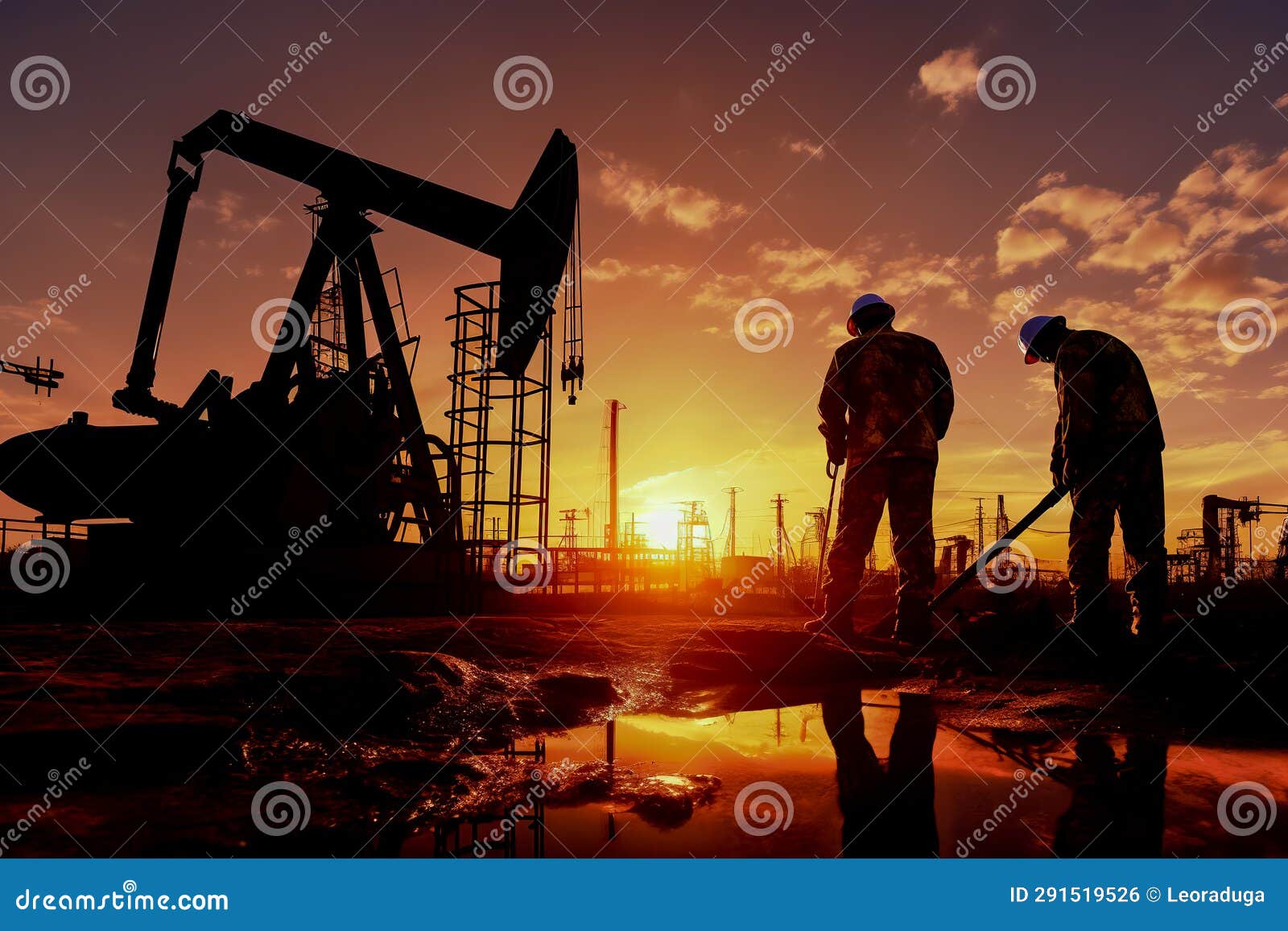 Engineer Working at Oil Rig. Generative AI Stock Illustration ...