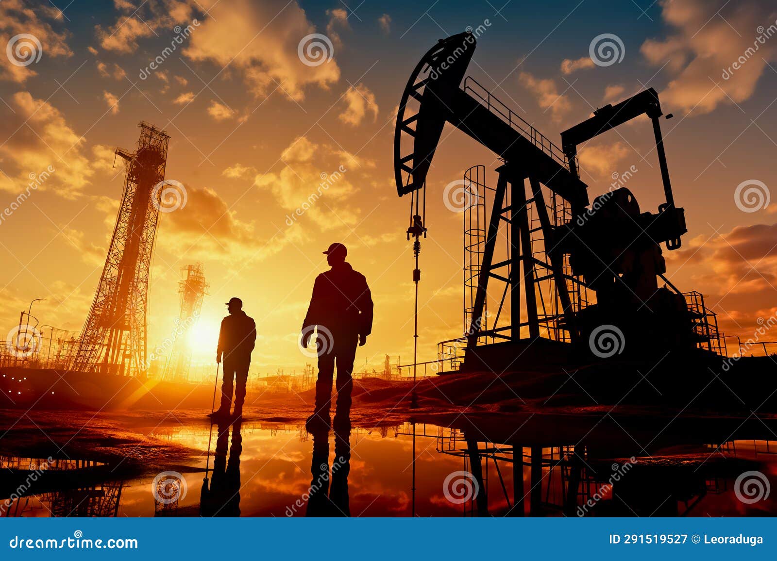 Engineer Working at Oil Rig. Generative AI Stock Illustration ...