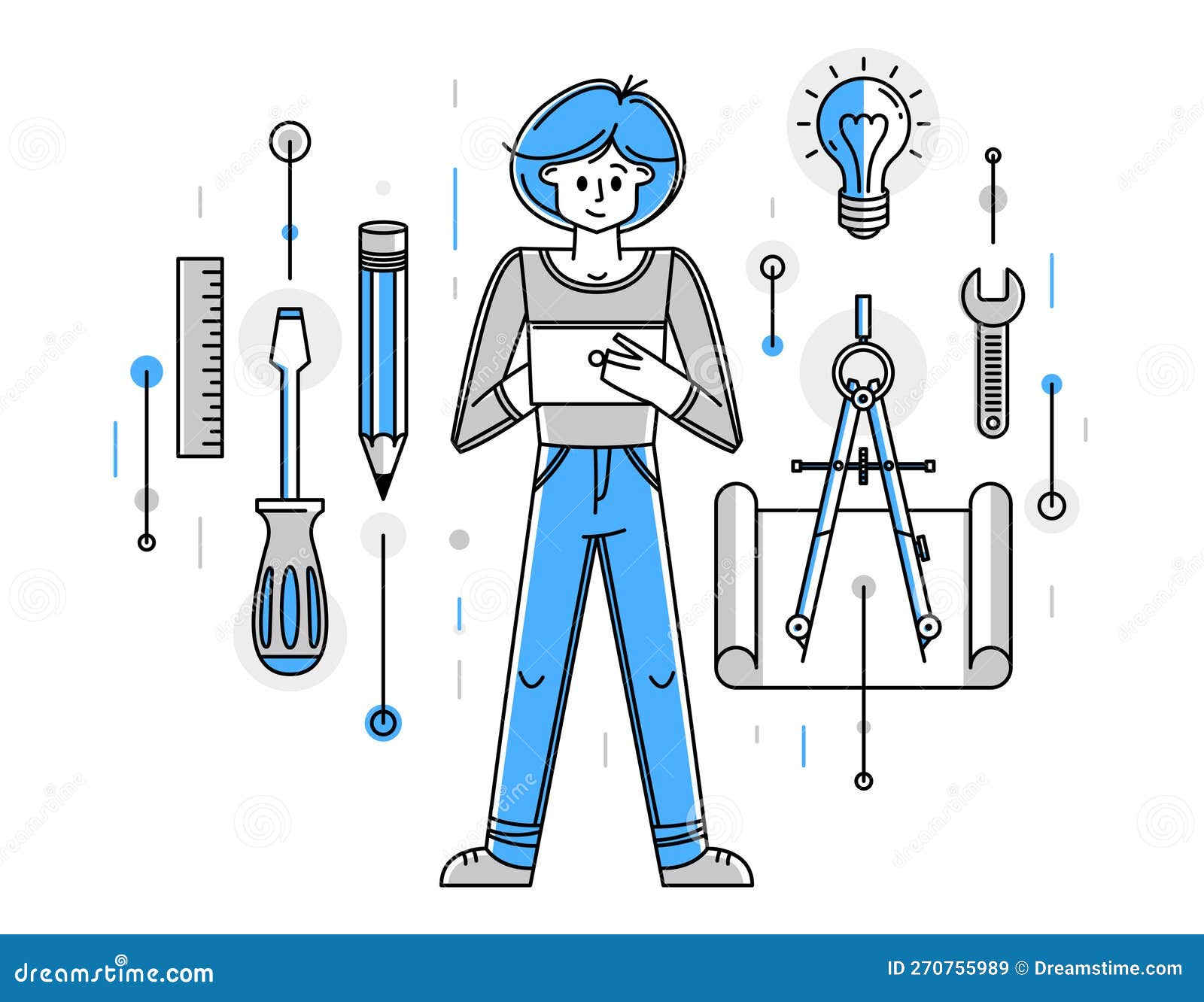 Engineer Working on a Project, Mechanic Specialist Doing His Job on ...