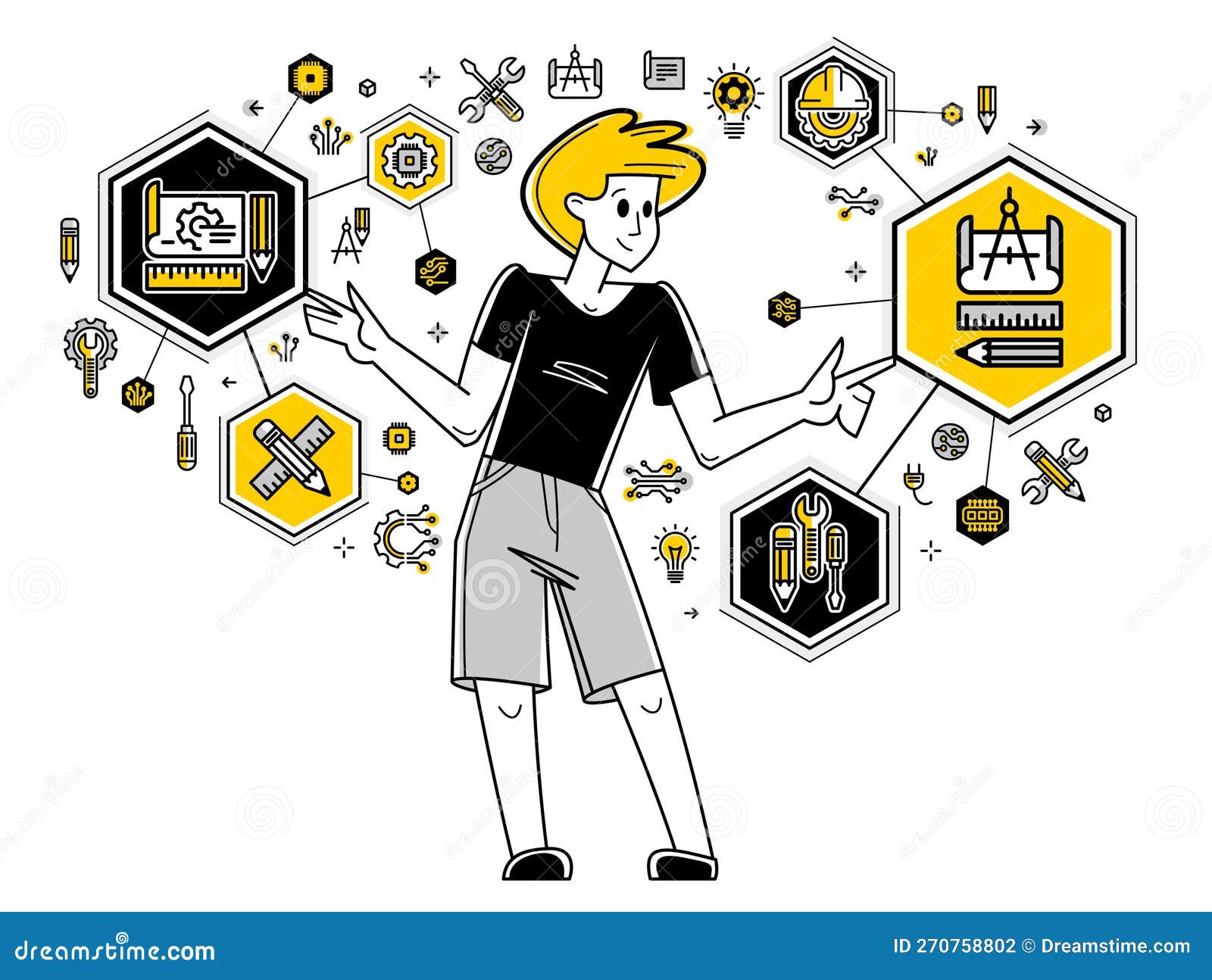 Engineer Working on a Project, Mechanic Specialist Doing His Job on ...