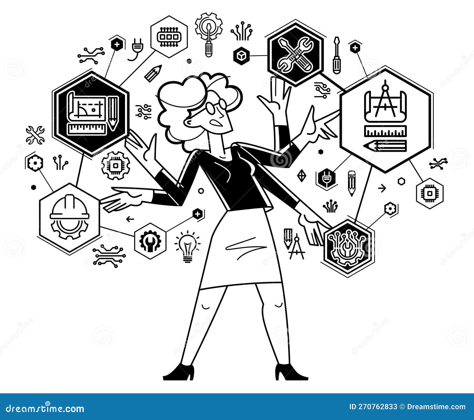 Engineer Working on a Project, Mechanic Specialist Doing His Job on ...