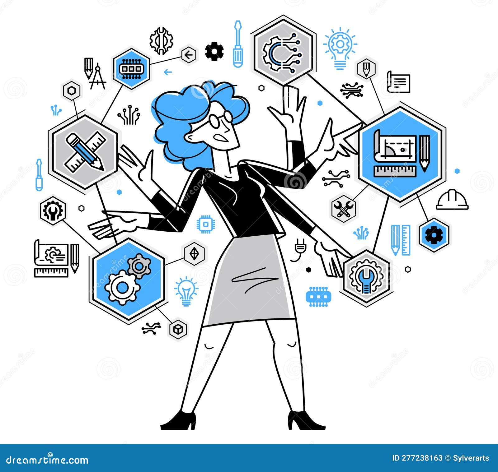 Engineer Working on a Project, Mechanic Specialist Doing His Job on ...