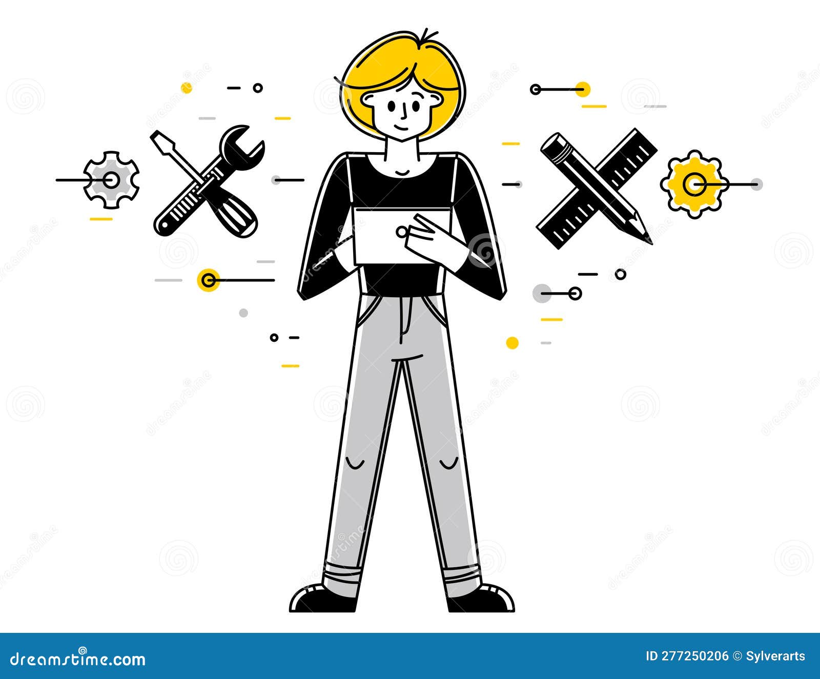 Engineer Working on a Project, Mechanic Specialist Doing His Job on ...