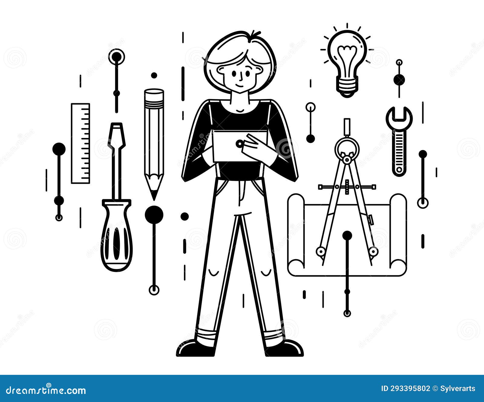 Engineer Working on a Project, Mechanic Specialist Doing His Job on ...