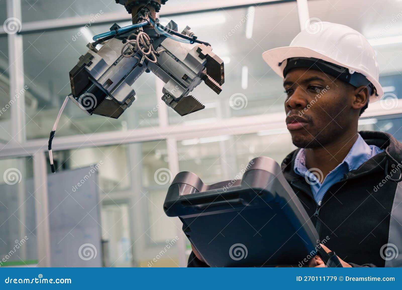 Engineer Working in Robotics Factory Stock Image - Image of production ...