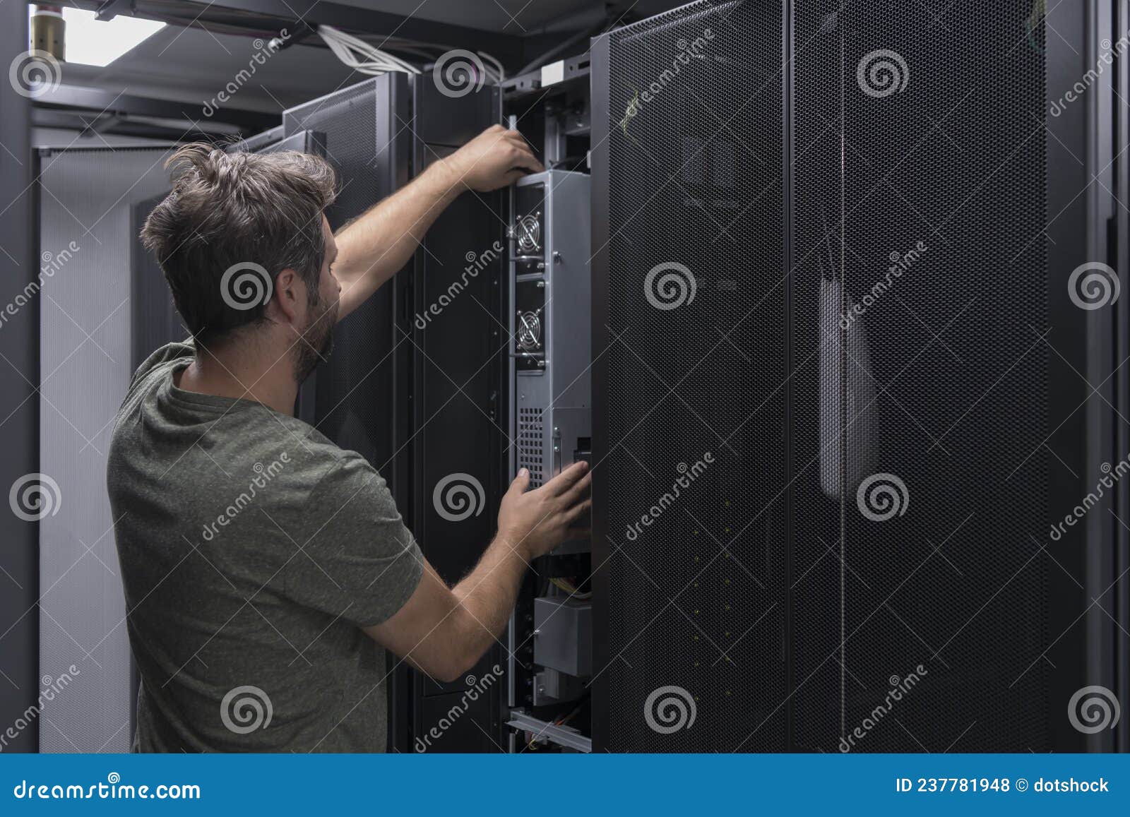 It Engineer Working in the Server Room or Data Center the Technician ...