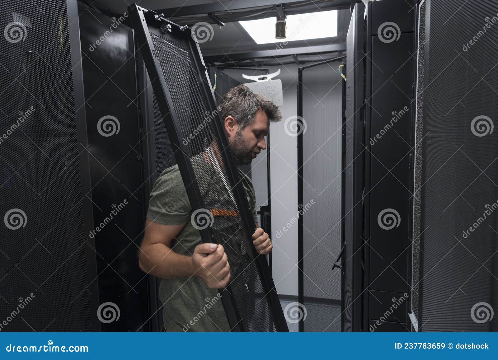 It Engineer Working in the Server Room or Data Center the Technician ...