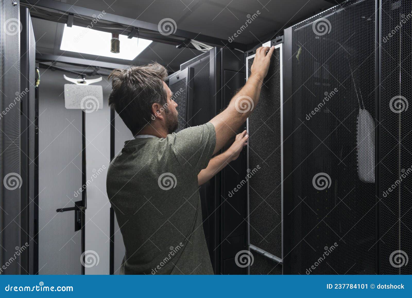 It Engineer Working in the Server Room or Data Center the Technician ...
