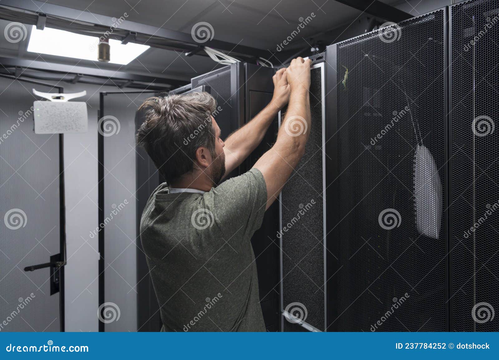 It Engineer Working in the Server Room or Data Center the Technician ...