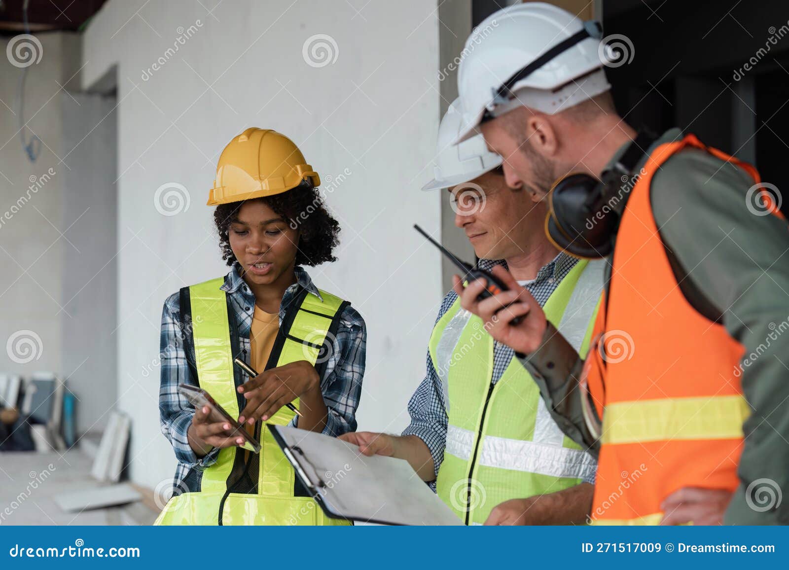 Engineer in Working Site with Blueprints, Inspection in Workplace for ...