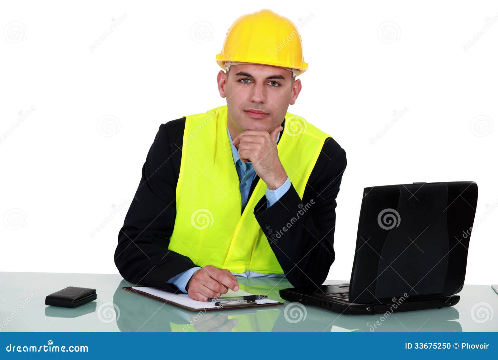 Engineer working on-site stock photo. Image of helmet - 33675250