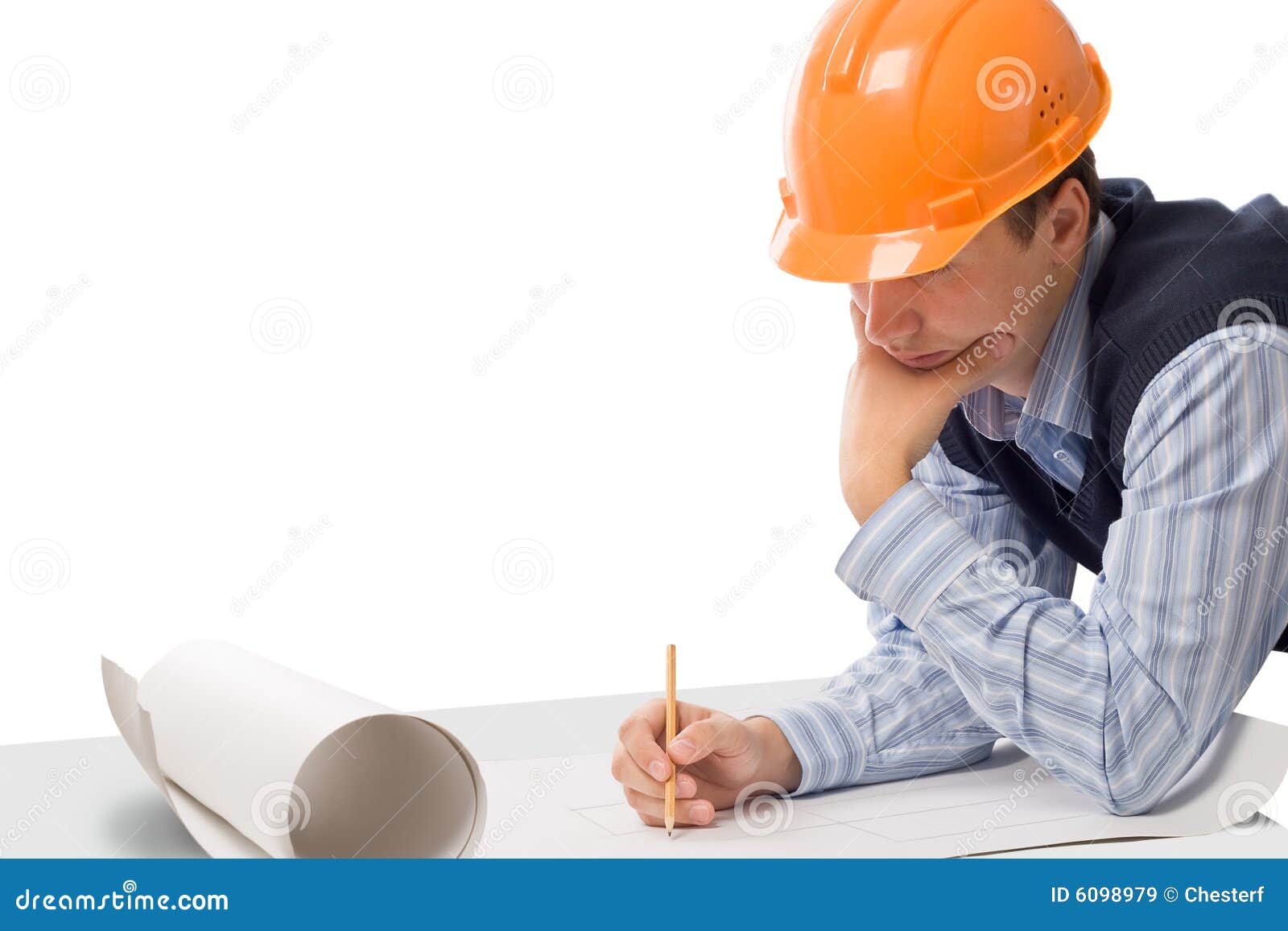 Engineer Working with Sketch Stock Image - Image of employment ...