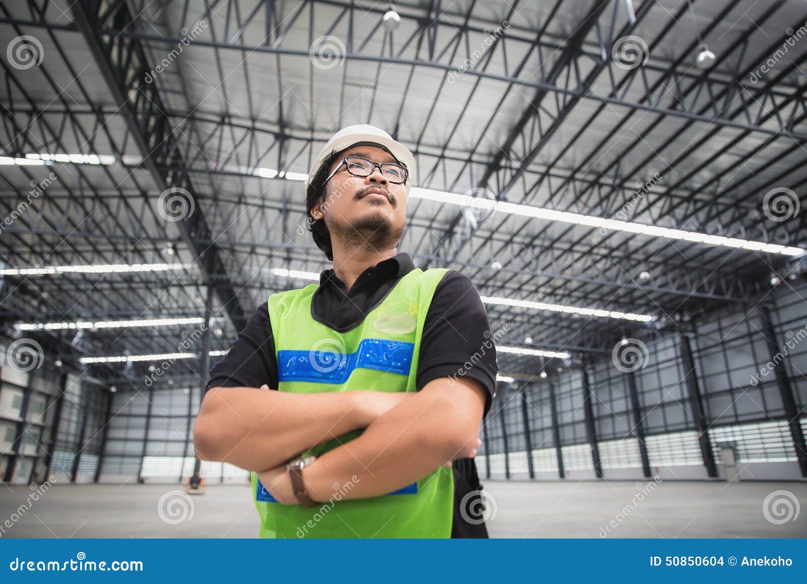 Engineer Working and Standing in New Warehouse Stock Photo - Image of ...