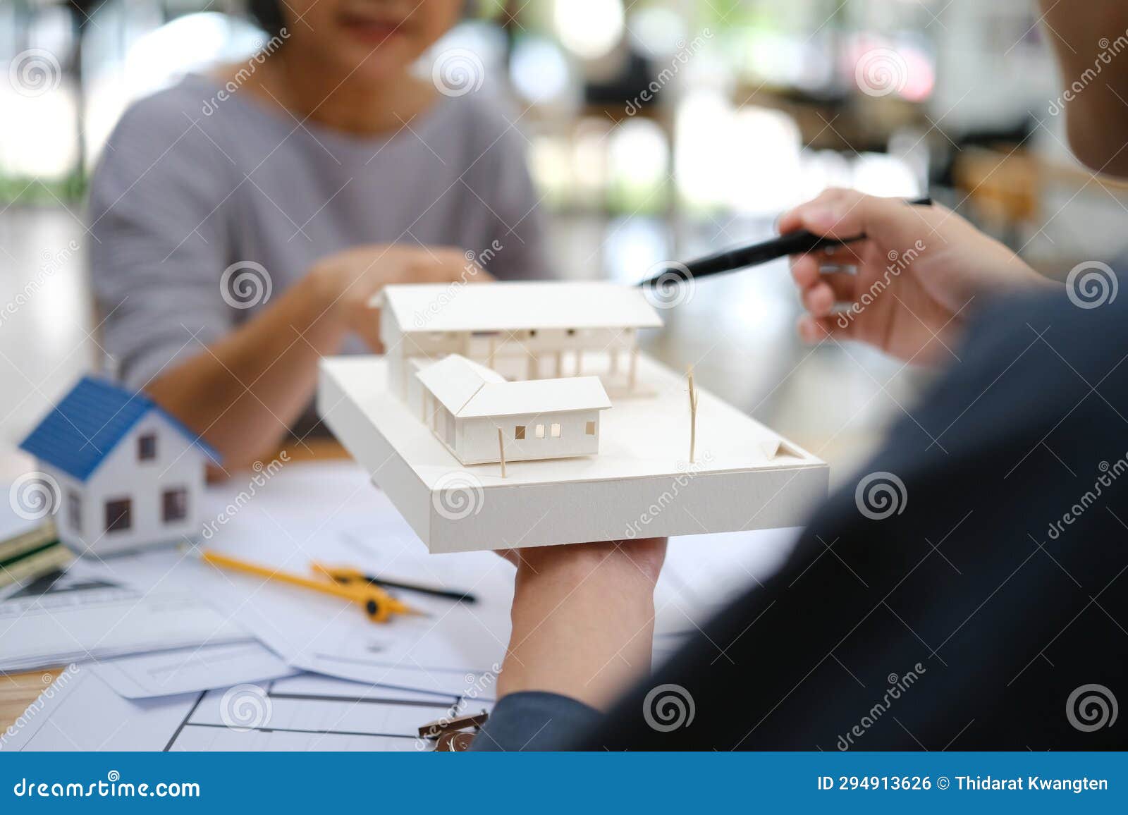 Engineer Working on Table and Explain To Customers Stock Photo - Image ...