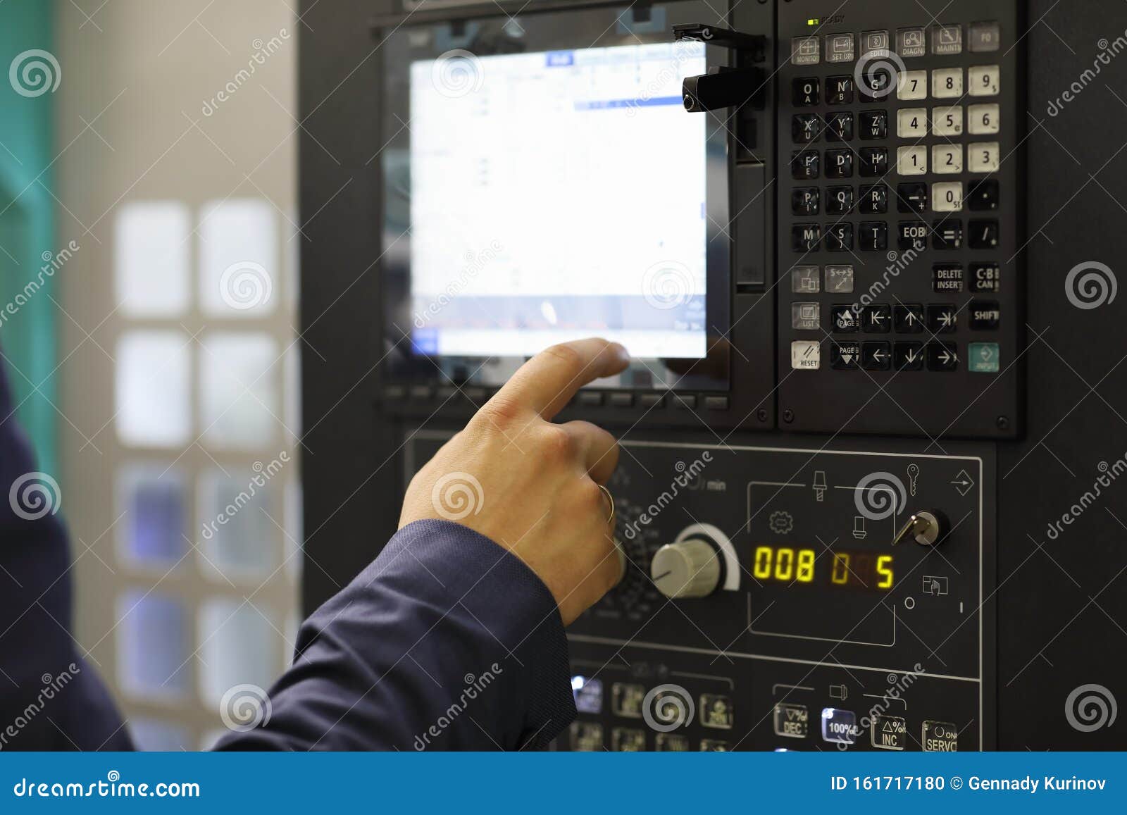 Engineer Working with Touchscreen on Control Panel Stock Photo - Image ...