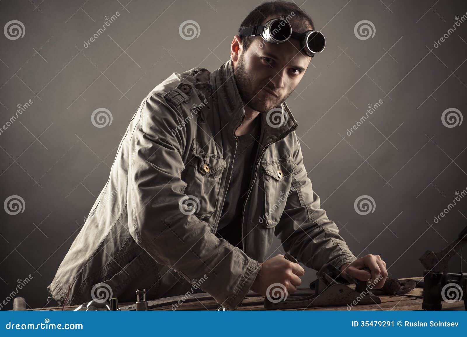 Engineer Working for a Workbench Stock Image - Image of creativity ...