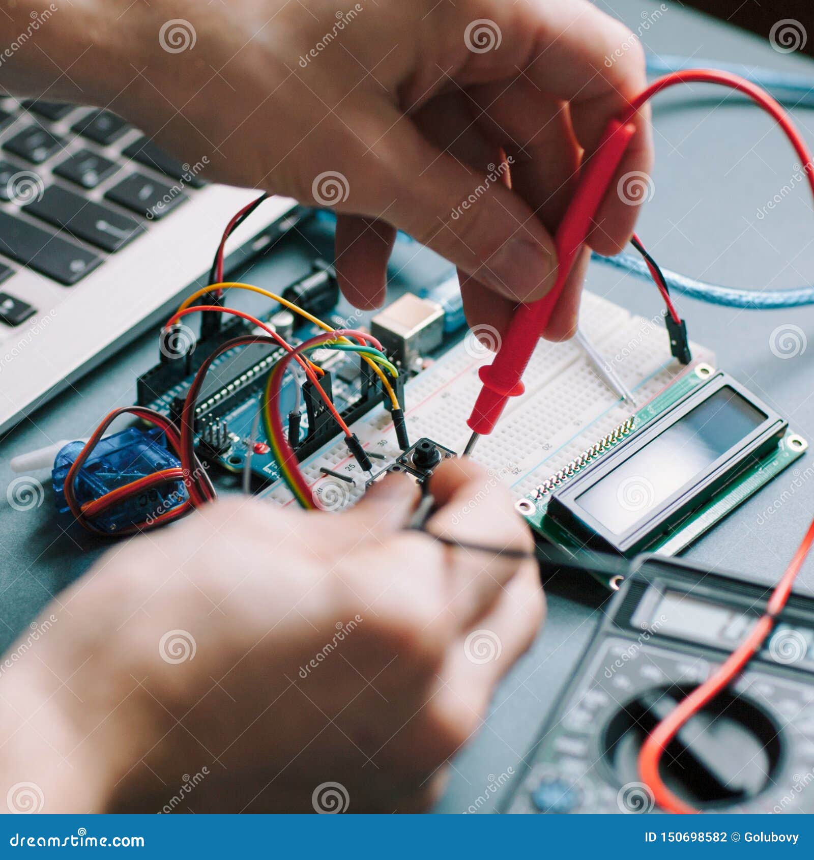 Engineer Workplace Testing Electronic Components Stock Photo - Image of ...
