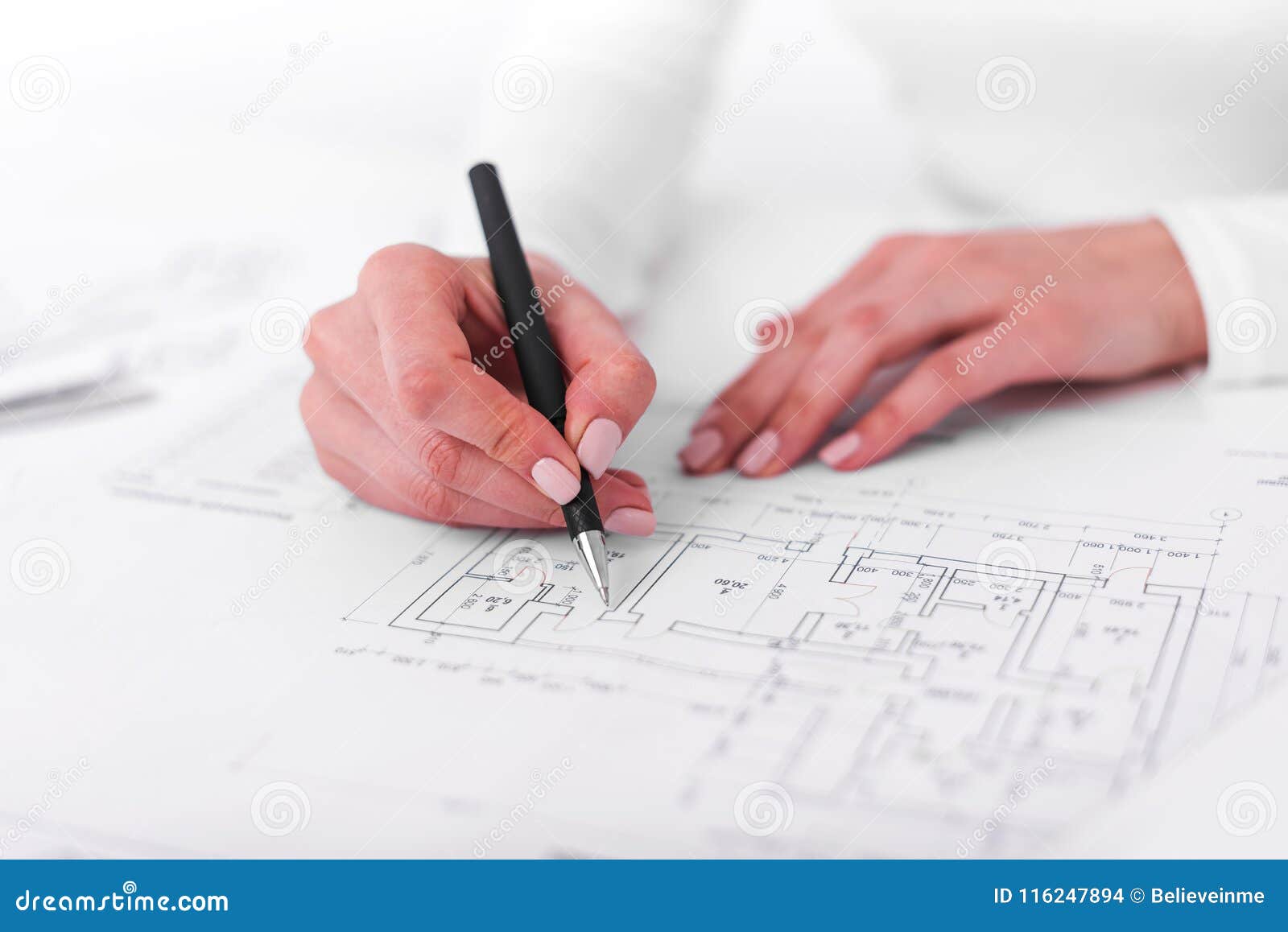 Engineer Works with Drawings. Stock Photo - Image of architect, clever ...