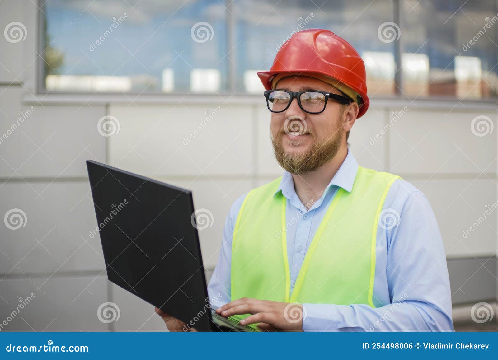 Engineer works on laptop stock photo. Image of panel - 254498006